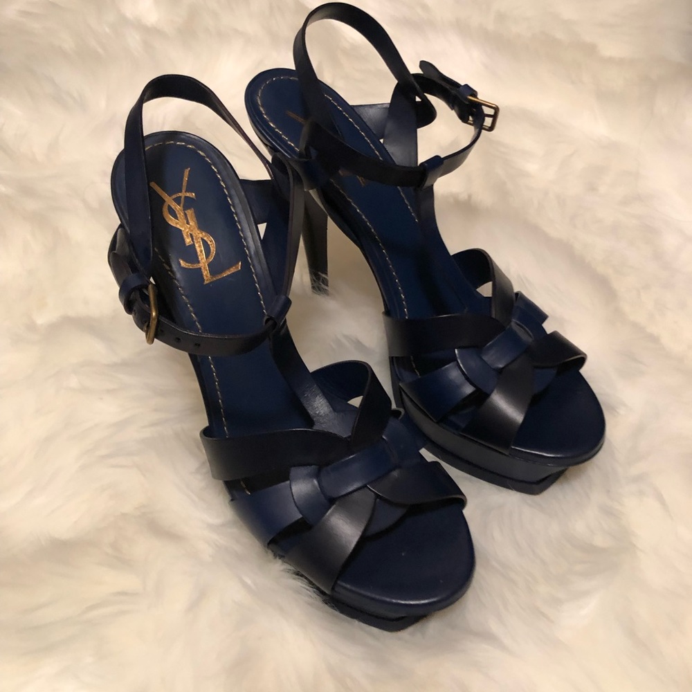 Ysl Yves Saint Laurent Navy High Heels - Gem